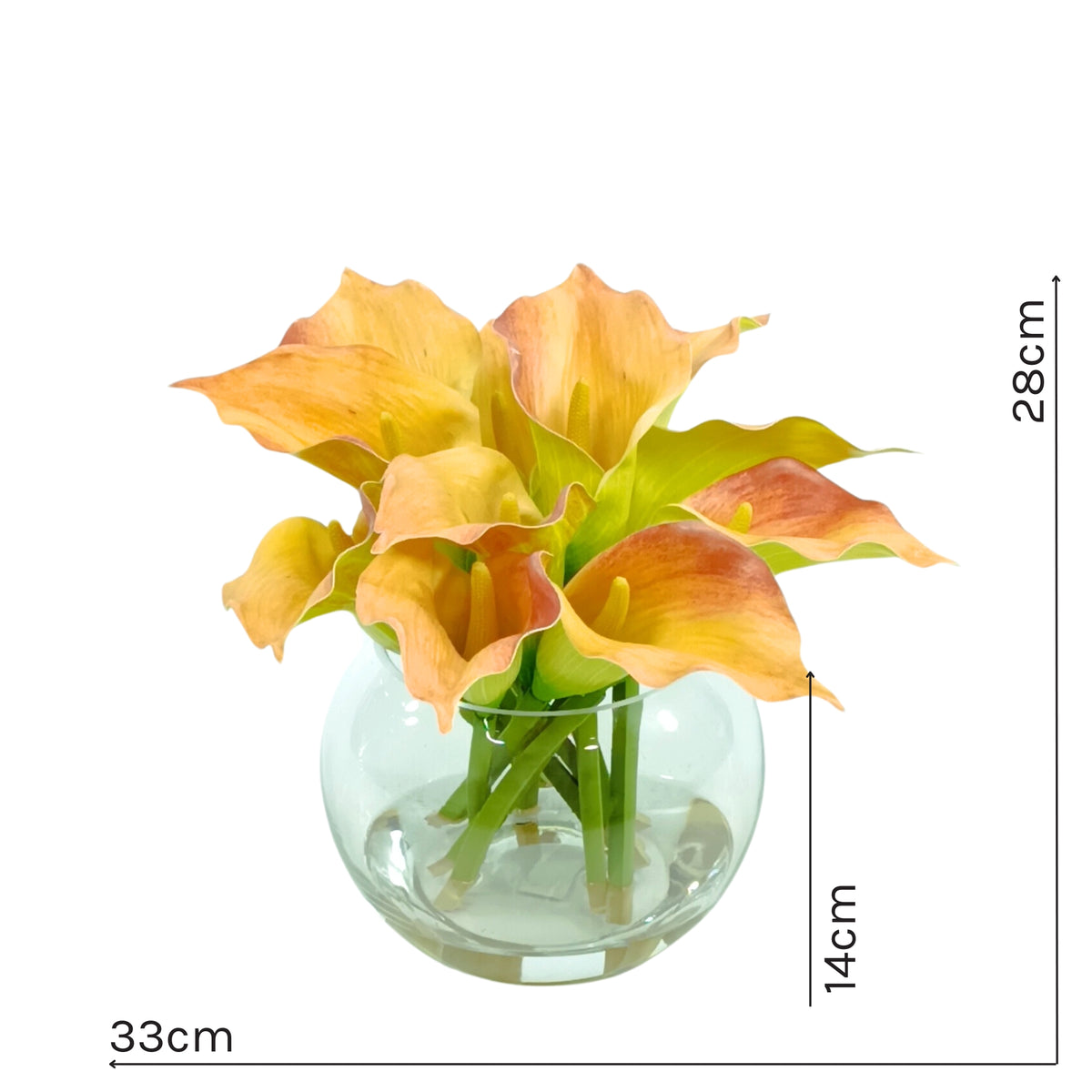 Arum Lily Orange in Glass Fishbowl Vase - Plant Couture – Francisco ...