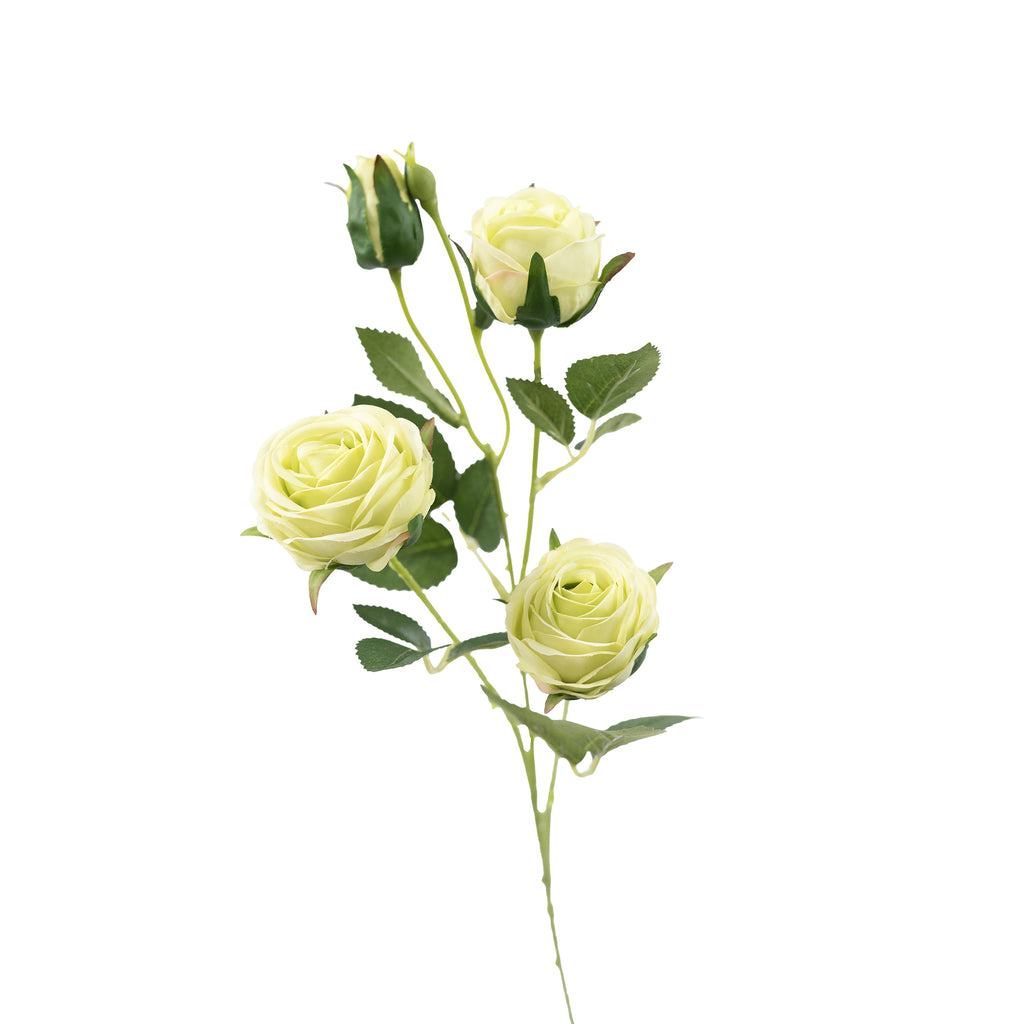 Rose Floribunda Cream Green Silk Flower Stem - 60cm Plant Couture ...